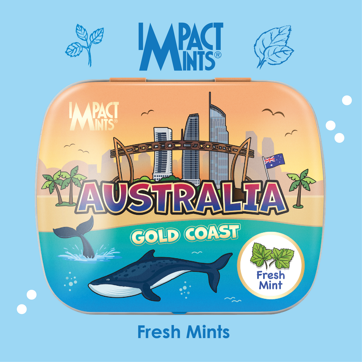 Australia Gold Coast Impact Mints Candy Tin Fresh Mint Aussie Souvenir ...