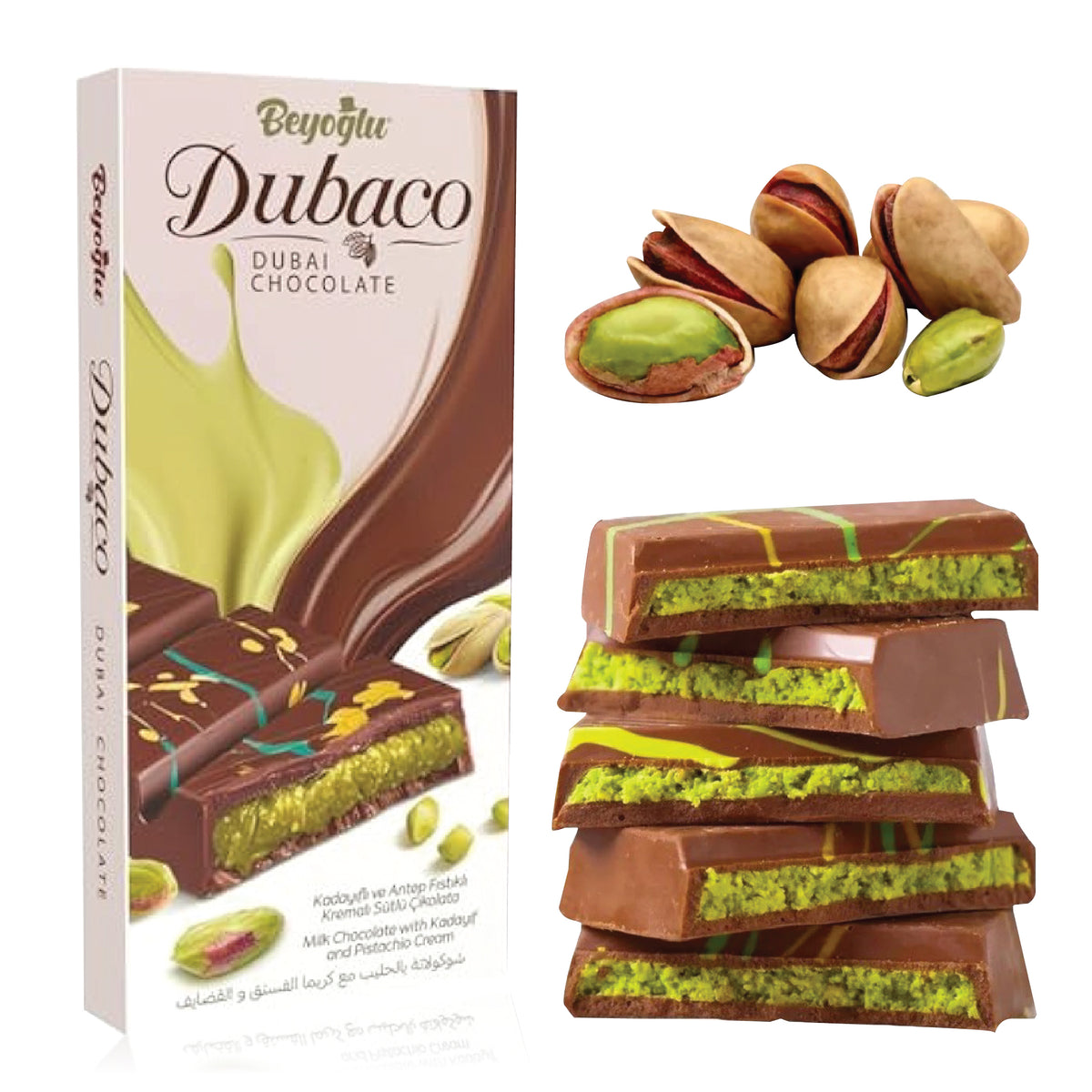 Dubai Milk Chocolate with Kadayif Pistachio Cream - 95g – MayDay Mall
